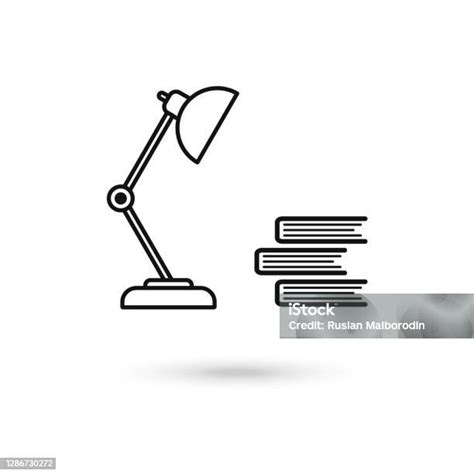 책상 램프 책 솔리드 아이콘 가정 학습 직장 전구 및 책 교육 벡터 설계 개념 가구에 대한 스톡 벡터 아트 및 기타 이미지