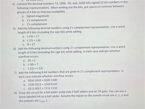 Solved Convert The Decimal Numbers And Chegg Com