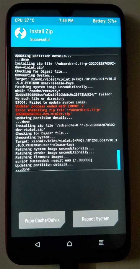 Redmi Note 7 Pro Violet Couldnt Flash The Rom Zip Treble Compatibility Error Xiaomi E