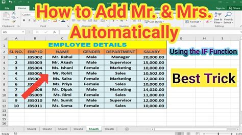 How To Add Male And Female Mr And Mrs In Excel In Bangla Youtube