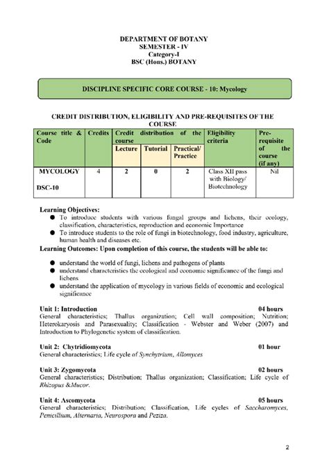 Botany Syllabus Bsc Botany` Studocu