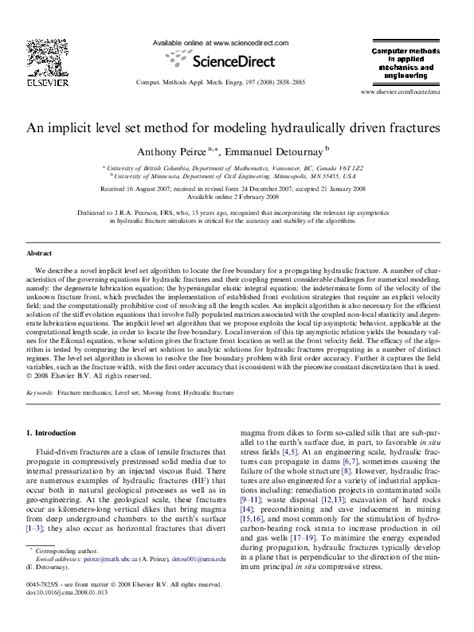 Pdf An Implicit Level Set Method For Modeling Hydraulically Driven Fractures
