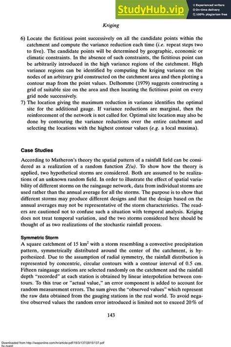 An Application Of Kriging To Rainfall Network Design Pdf
