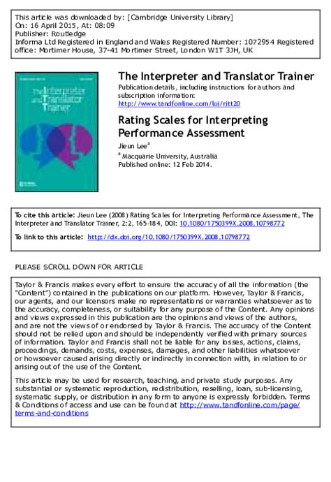 pdf the interpreter and translator trainer rating scales for