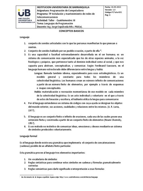 2 Rt Clase2 Introduccion Lenguajes Pdf Lenguaje De Programación