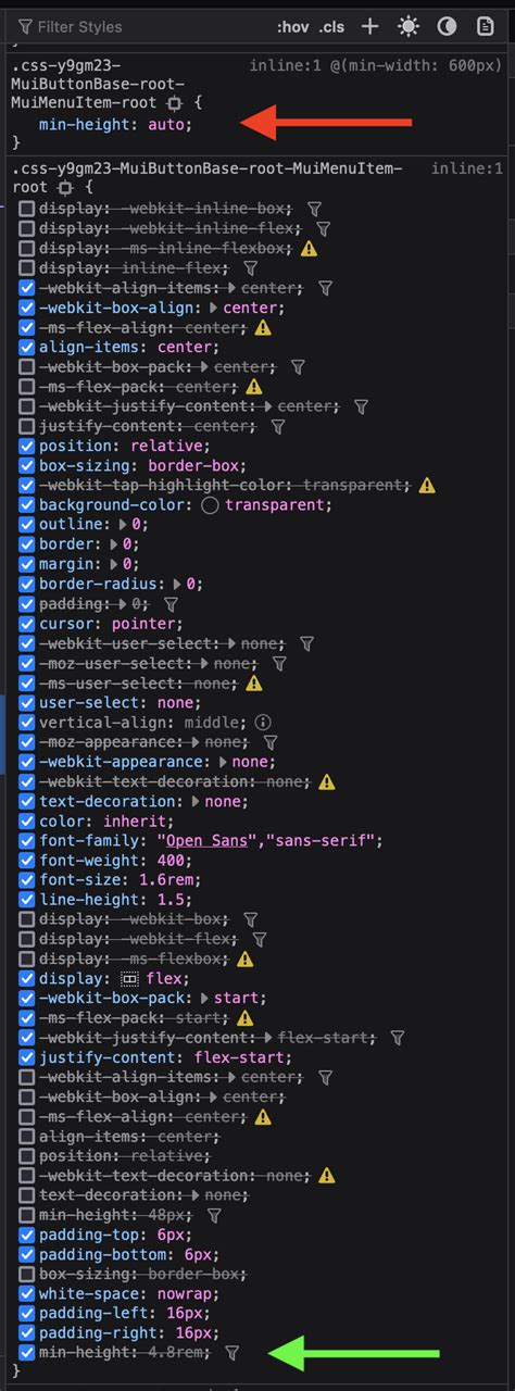 Muibuttonbase Root Muimenuitem Root Ignores Theme Override Muimenuitem Mui V510 · Issue