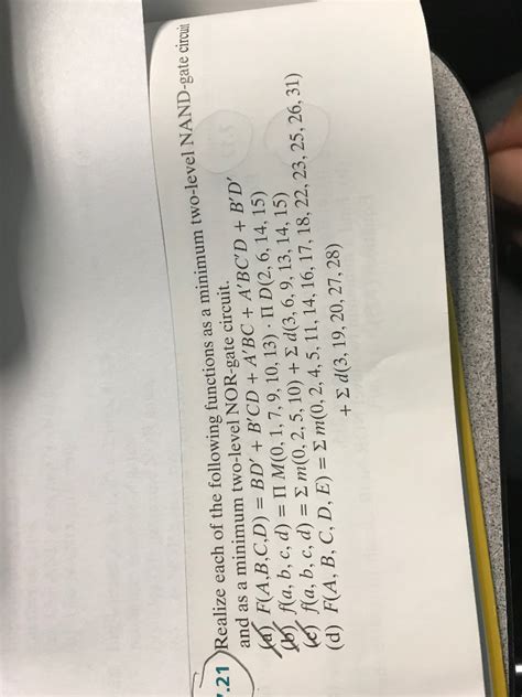 Solved Two Level Nand Gate Circu 21 Realize Each Of The