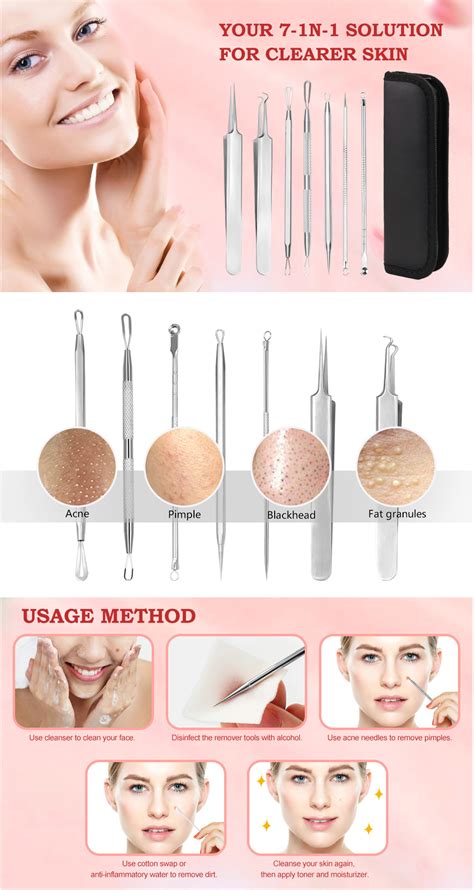 Blackhead Remover Pimple Popper Tool Kit Becoyou 7 Pcs Stainless Steel
