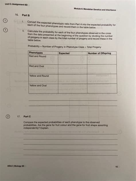 solved unit c assignment 6d module and mendelian genetics and