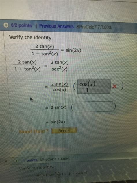 Solved Verify The Identity Chegg Com