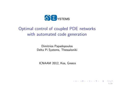 Optimal Control Of Coupled Pde Networks With Automated Code Generation Ppt