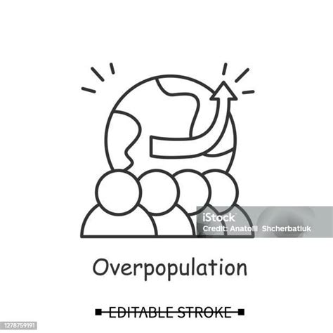 인구 과잉 아이콘입니다 인간 인구 증가 글로벌 생태 영향 간단한 벡터 일러스트 개념에 대한 스톡 벡터 아트 및 기타 이미지 개념 그래프 날씬한 Istock
