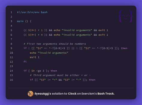 ilyessagg s solution for clock in bash on exercism