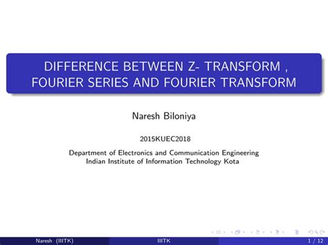 DSP Differences Between Fourier Series Fourier Transform And Z Transform PDF