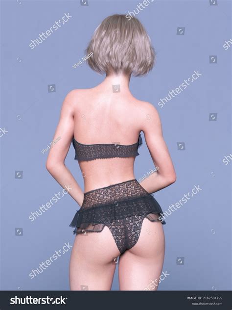 Beautiful Sexy Woman Black Lace Lingerieintimate Stock Illustration
