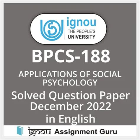 BPCS APPLICATIONS OF SOCIAL PSYCHOLOGY In English Solved Question Paper December Free