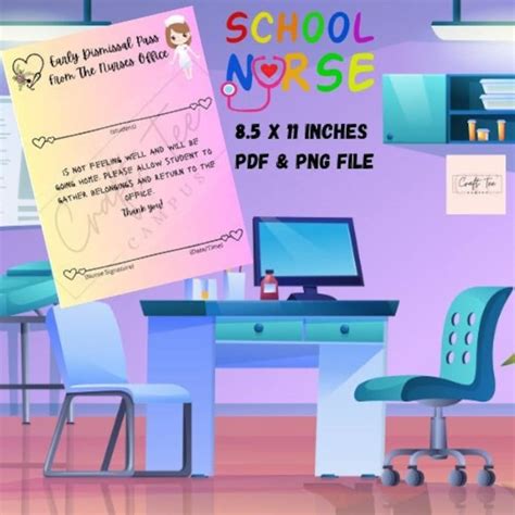 School Nurse Pass Dismissal School Nurse Pass To Teacher Etsy