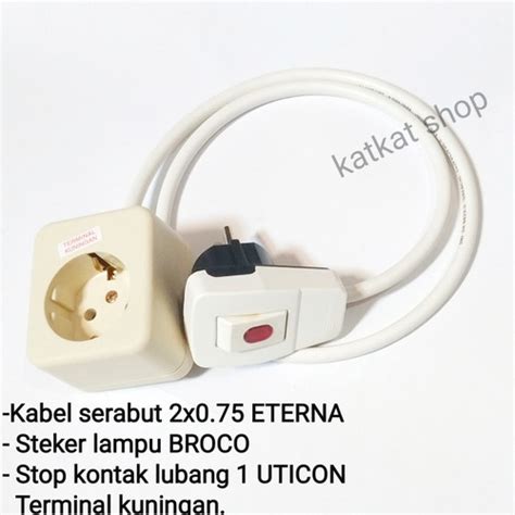 Jual Set Sambungan Stop Kontak Steker Lampu Kabel Listrik SNI 2 Meter Kota Depok Katkat