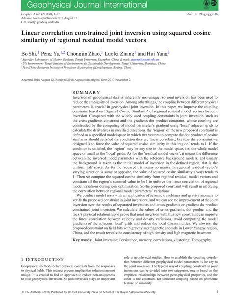 pdf linear correlation constrained joint inversion using squared