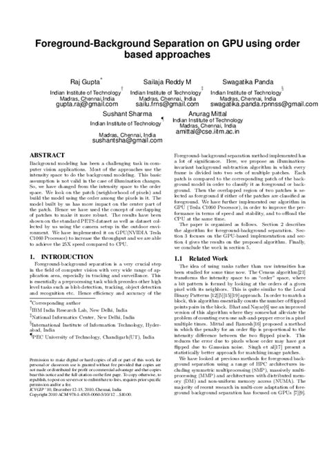 Pdf Foreground Background Separation On Gpu Using Order Based Approaches