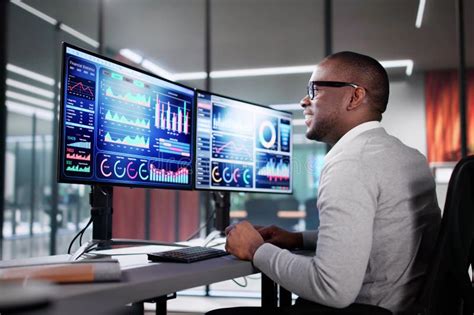 Data Analyst Using Data Analytics KPI Stock Image Image Of African Predictive