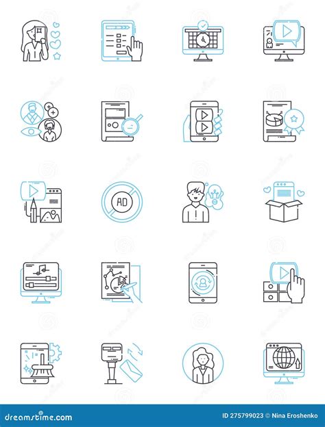 Computer Applications Linear Icons Set Excel Photoshop Powerpoint