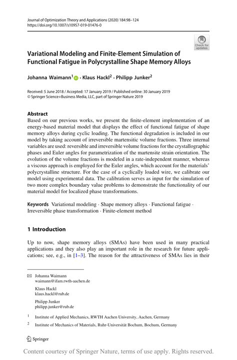 Variational Modeling And Finite Element Simulation Of Functional Fatigue In Polycrystalline