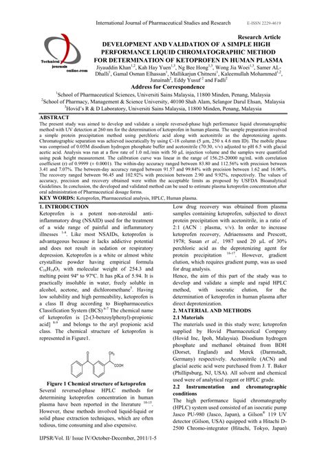 Pdf Development And Validation Of A Simple High Performance Liquid Chromatographic Method For