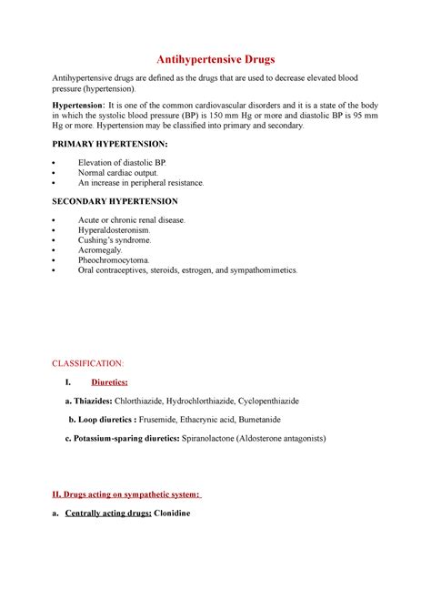 Antihypertensive Drugs Antihypertensive Drugs Antihypertensive Drugs