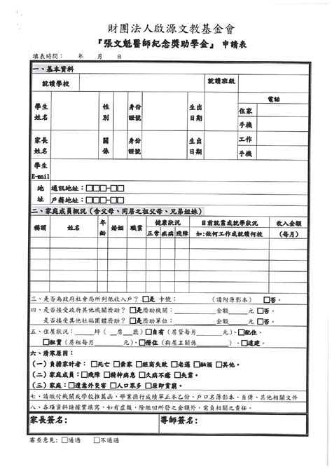 財團法人啟源文教基金會 張文魁醫師紀念獎助學金申請辦法 中國醫藥大學牙醫學系暨碩博士班