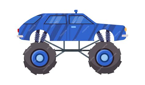 Premium Vector Monster Truck Vehicle Flat Illustration