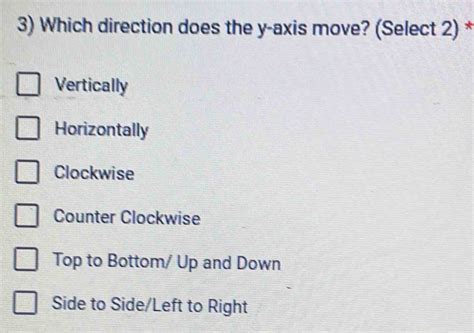 Solved 3 Which Direction Does The Y Axis Move Select 2