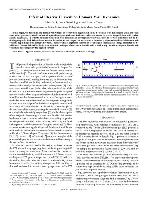 Pdf Effect Of Electric Current On Domain Wall Dynamics