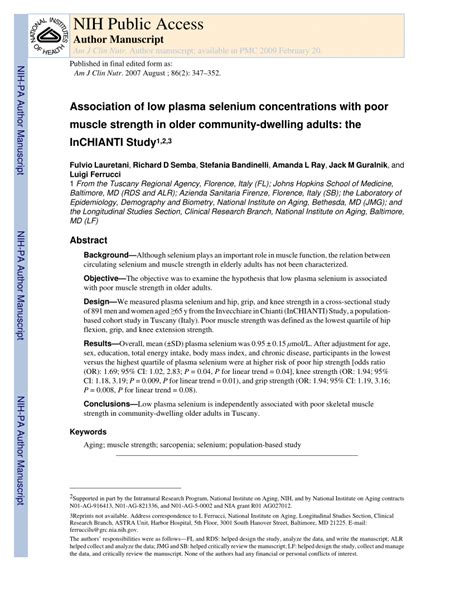 Pdf Association Of Low Plasma Selenium Concentrations With Poor