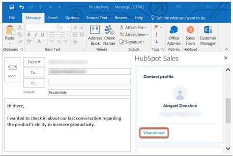 Use Contact Profiles With The Hubspot Sales Office 365 Add In And Outlook Desktop Add In