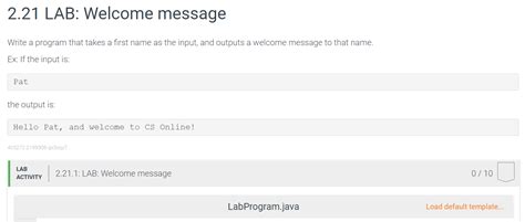 Solved LAB Welcome Message Write A Program That Takes Chegg