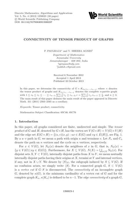 pdf connectivity of tensor product of graphs