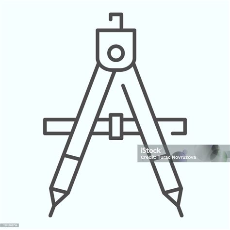 지오메트리 나침반 가는 선 아이콘입니다 흰색에 격리 된 원 벡터 그림을 그리기위한 학교 악기입니다 웹 및 응용 프로그램을 위해
