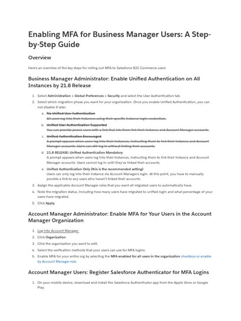 Enabling Mfa For Business Manager Users A Step By Step Guide Pdf