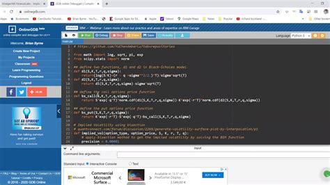 Python Code For Black Scholes Implied Volatility Using Bisection Youtube