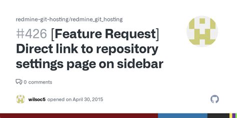 Feature Request Direct Link To Repository Settings Page On Sidebar