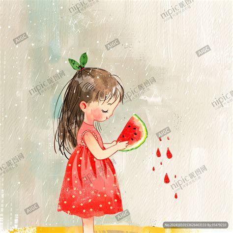 Ai创作图手绘西瓜与小孩 水果姑娘插画绘画 水果果泥插画女孩 捧西瓜女孩绘画 西瓜水蜜桃卡通女孩 女孩抱草莓插画 吃西瓜插画 彩绘听见雨的声音插画 西瓜酱插画 水果女孩插画 小女孩站在芒果上