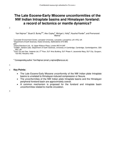 Pdf The Late Eocene Early Miocene Unconformities Of The Nw Indian Intraplate Basins And