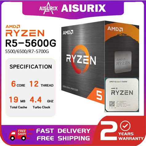 Aisurix Amd Ryzen5 5600g R5 5500 โปรเซสเซอร์เดสก์ท็อป Cpu Am4 ประเภทถาดซ็อกเก็ตพร้อมพัดลมฮีท