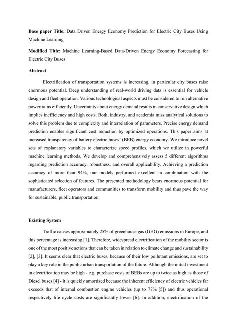 Data Driven Energy Economy Prediction For Electric City Buses Using Machine Learningdocx