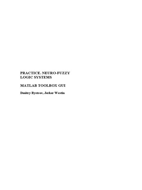 Practice Neuro Fuzzy Logic Systems Matlab Toolbox Gui Pdf Computational Neuroscience