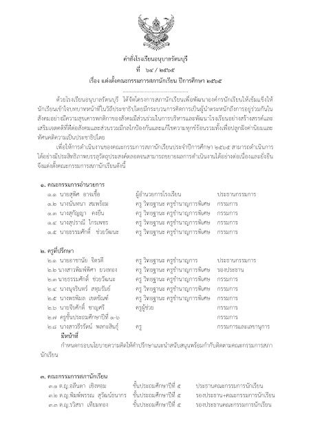 ระดับโรงเรียน คำสั่ง แต่งตั้งคณะกรรมการสภานักเรียน ปี2565