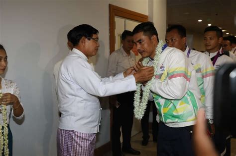 ၁၉ ကြိမ်မြောက် အာရှအားကစားပြိုင်ပွဲ၌ ရွှေ ၁ ၊ ကြေး ၂ ရရှိပြီးပြန်လည်ရောက်ရှိလာသည့် နိုင