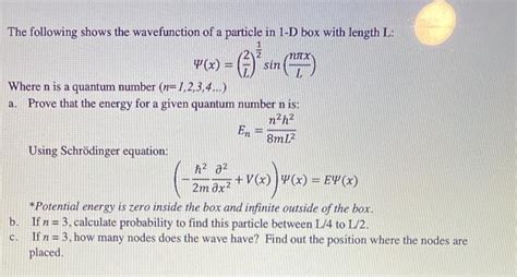 Solved The Following Shows The Wavefunction Of A Particle In
