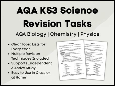 Ks3 Sciences Revision Task Sheets Teaching Resources